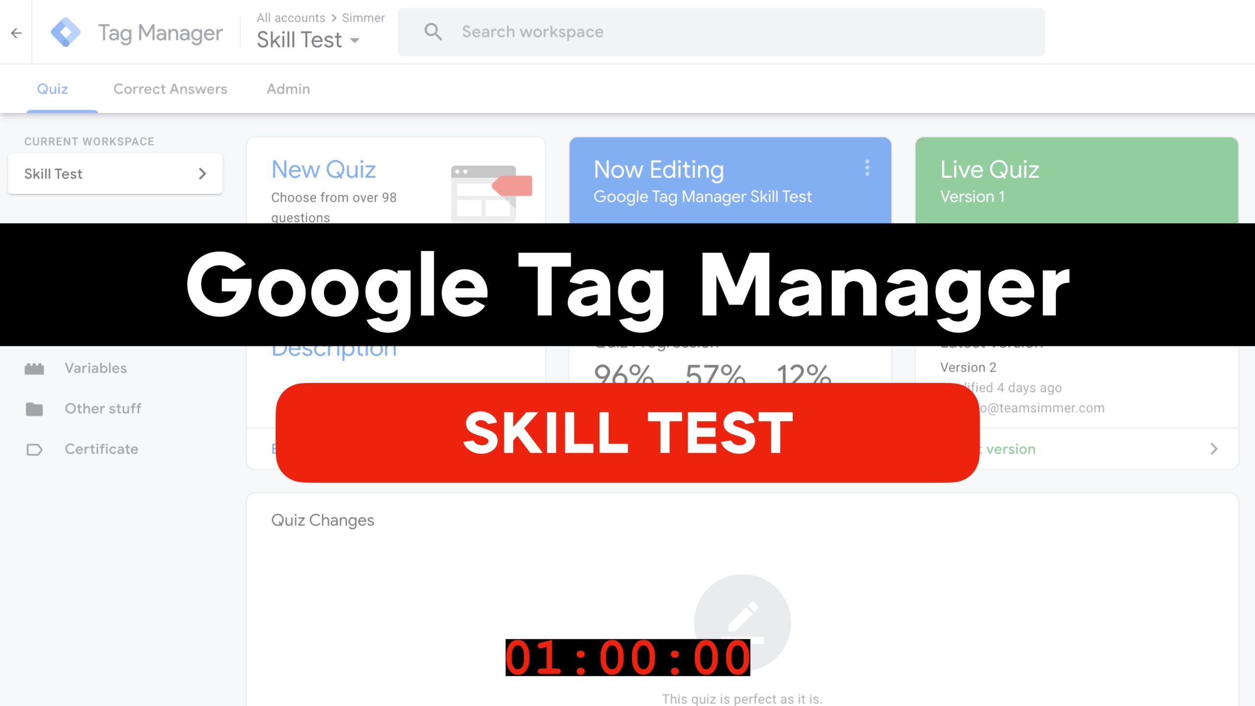 Google Tag Manager Skill Test - Simmer